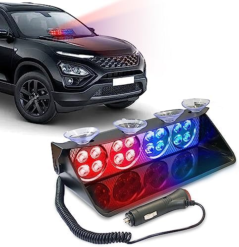 FABTEC Car Police Light 16 Led Red & Blue Strobe Flashing Warning ...