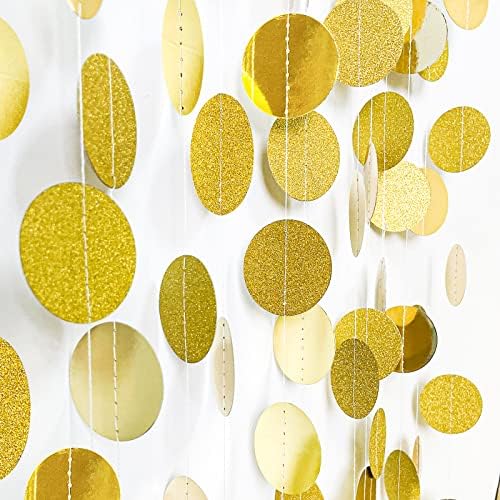 Amazon.com: 6 Pcs Glitter Champagne Gold Paper Circle Dots Garland ...