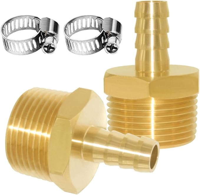 Joywayus Brass Barb Fitting 3/8" Hose Barb x 3/4" Male NPT Water/Fuel ...