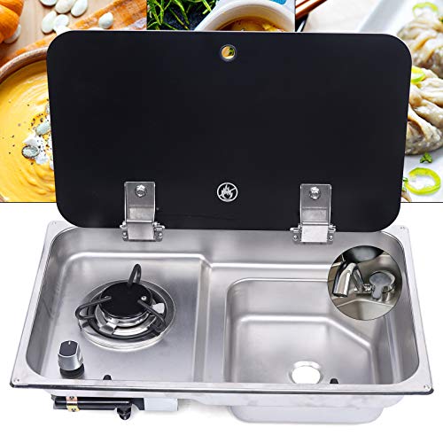 Eapmic Gas Stove Hob & Stainless Steel Sink Combo W/ Glass Lid - Want ...