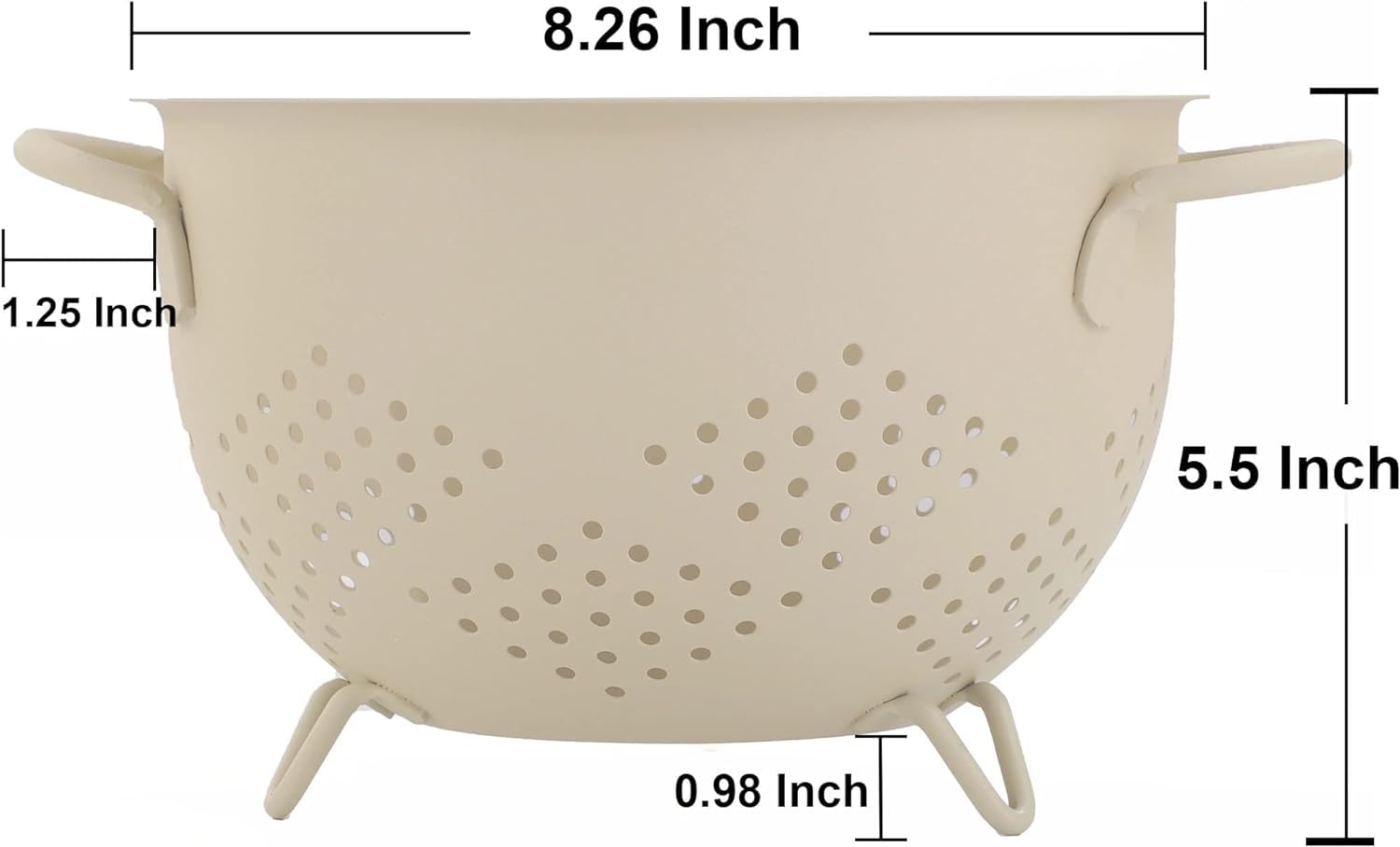 Metal Colander 5 Quart Powder Coated Self-draining Metal Strainer with ...