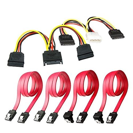 SSD / SATA III Hard Drive Connection Cables (1x 4 Pin to Dual 15 Pin ...