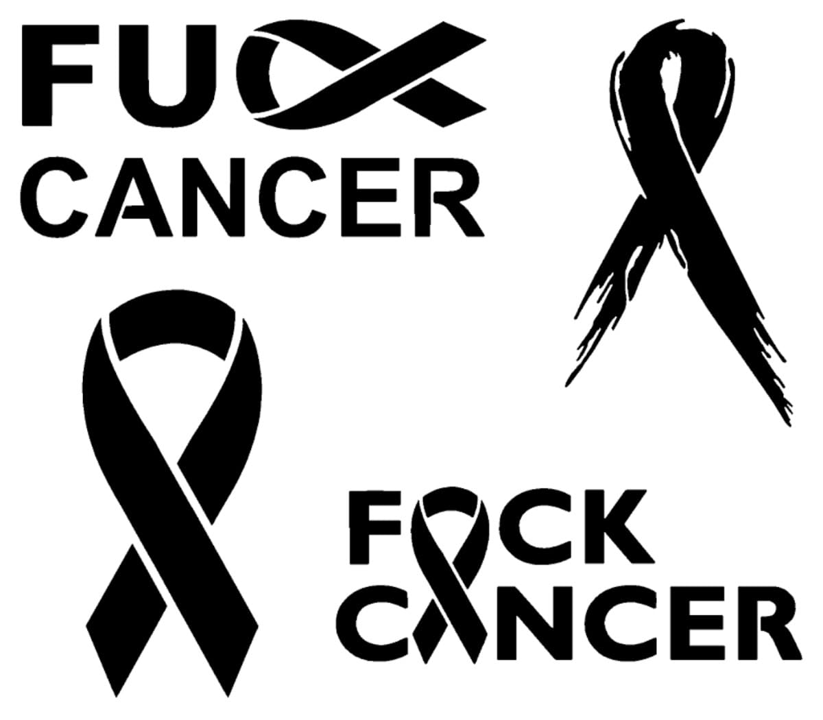 Amazon.com: Cancer Ribbon Decal 4 Pack: FU Cancer, Ribbon, Tattered ...