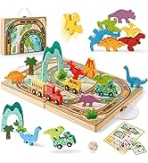 Amazon.com: Tiny Land Wooden Train Set for Toddler - 39 Pcs- with ...