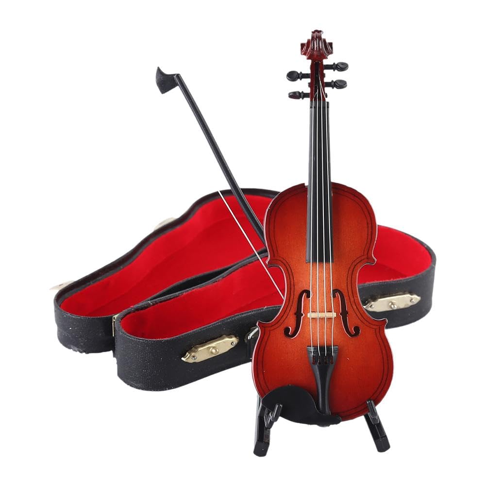 Amazon.com: Tiny Violin with Sound,Wooden Miniature Violin with Stand ...