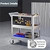 Amazon.com: 3-Tier 14 Gauge Stainless Steel Utility Cart, 1100 lbs Heavy Duty Service Cart with ...