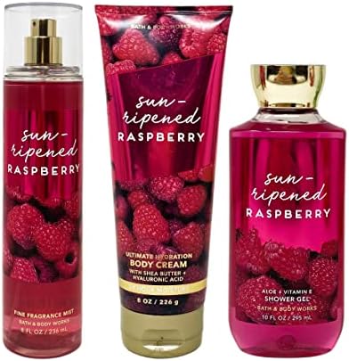 Amazon.com : Bath and Body Sun-Ripened Raspberry 3 Piece Bundle - Body ...
