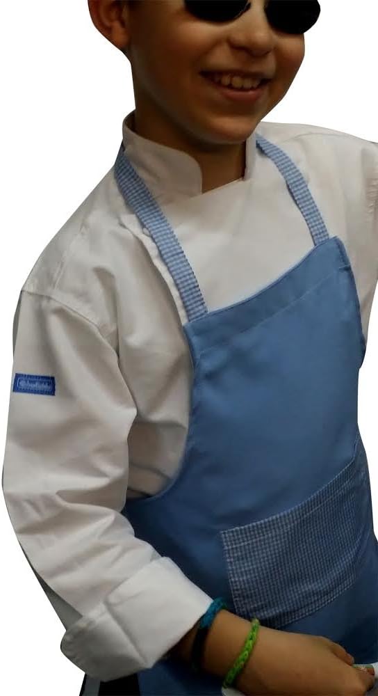Amazon.com: GINGHAM BABY BLUE DELUXE APRON KIDS CHILDREN FITS 2-7 YR ...