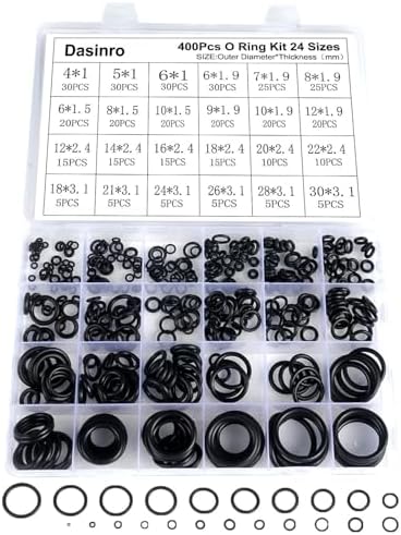 Dasinro 400 Pcs Rubber O-Rings Assortment Kit, 24 Sizes, Black, Nitrile ...