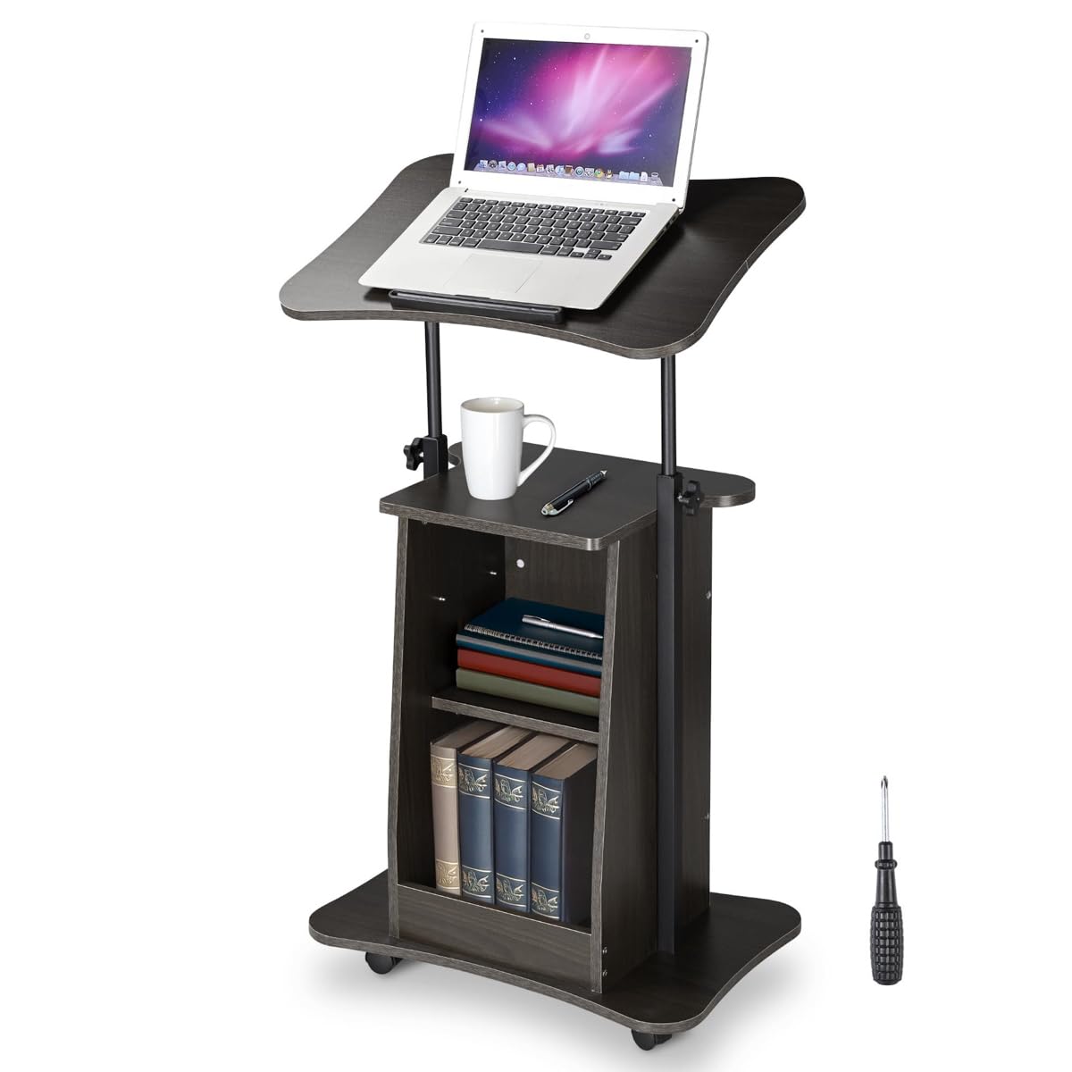 Snapklik.com : Yescom Lectern Podium Stand Portable Rolling Laptop Cart
