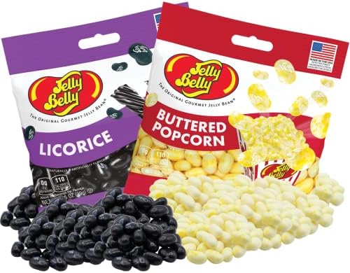 Amazon.com : Buttered Popcorn and Licorice Flavor Jelly Beans, Most ...