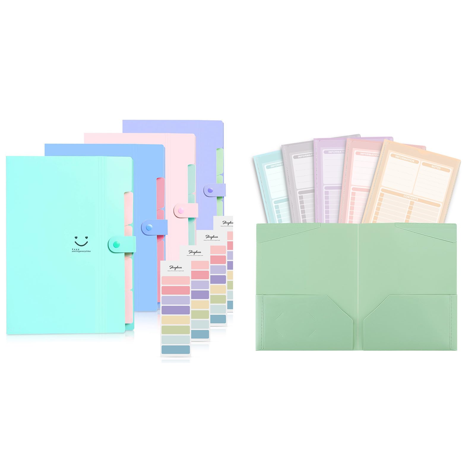 Amazon.com : SKYDUE Plastic Folders with Clear Front Pocket, 6 pcs ...