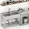 GGW 2-Compartment Commercial Sink, Stainless Steel Utility Sink with ...