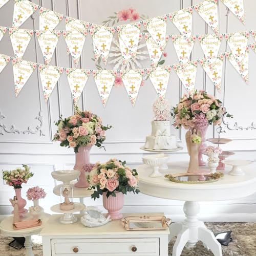 Christening Decorations for Girls Pink – 3 Pack Christening Decorations ...