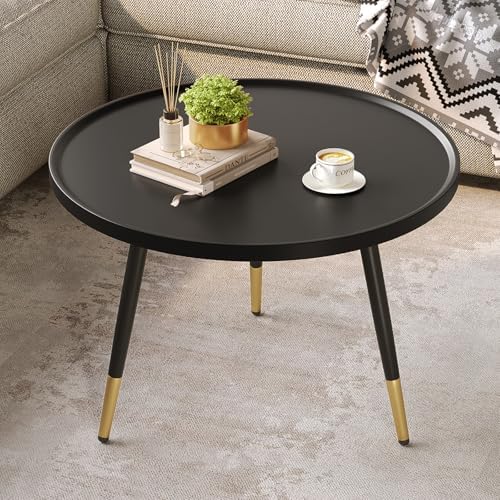 Amazon.com: Glass Coffee Table,Round Black Coffee Table for Living Room ...