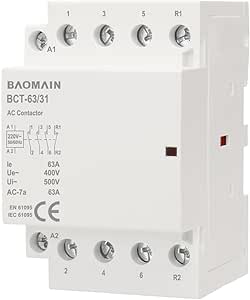 Amazon.com: Baomain AC Contactor 63A 4 Pole 3 NO 1 NC Universal Circuit Control 35mm DIN Rail ...