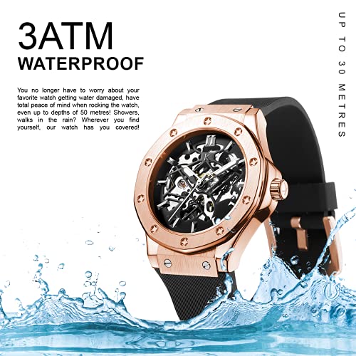 Kredo Men DEDON Rose Gold Automatic Skeleton Analogue Watch-KW031 ...