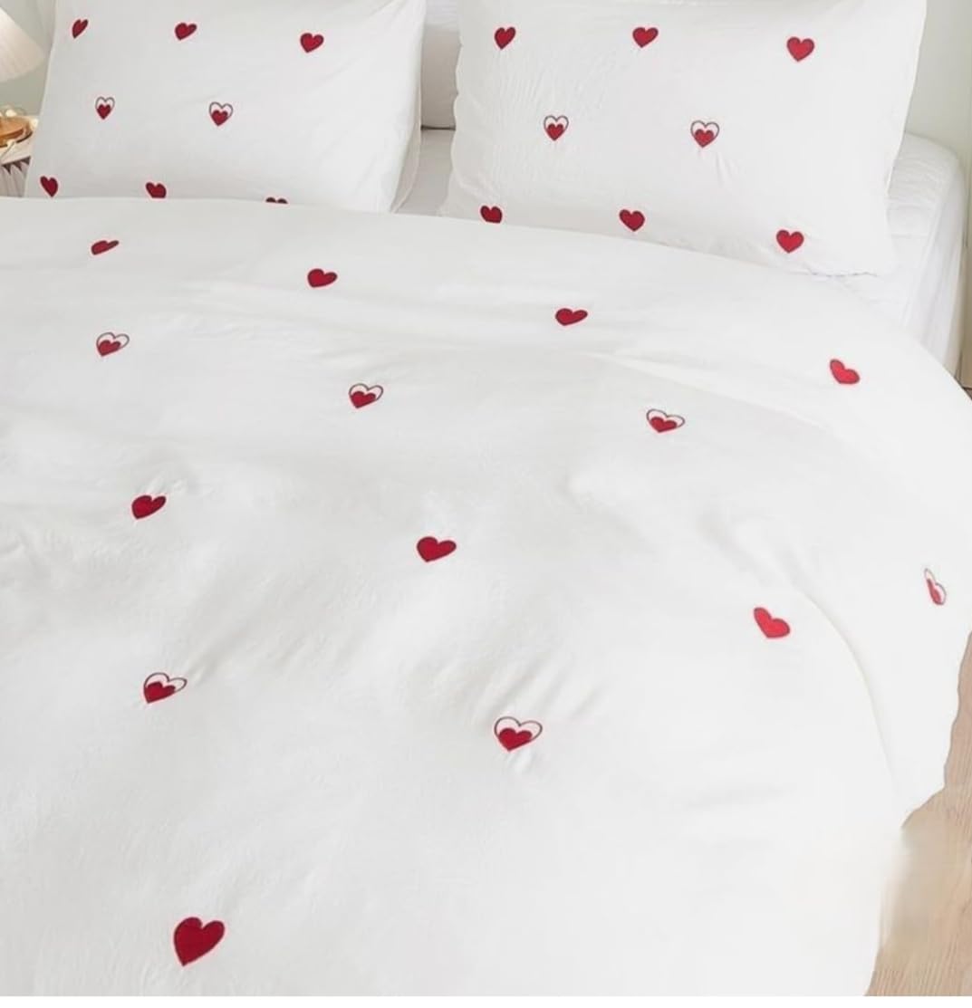 Little red Heart bedsheet for Lovely Couples Queen Size 90x100 inches ...