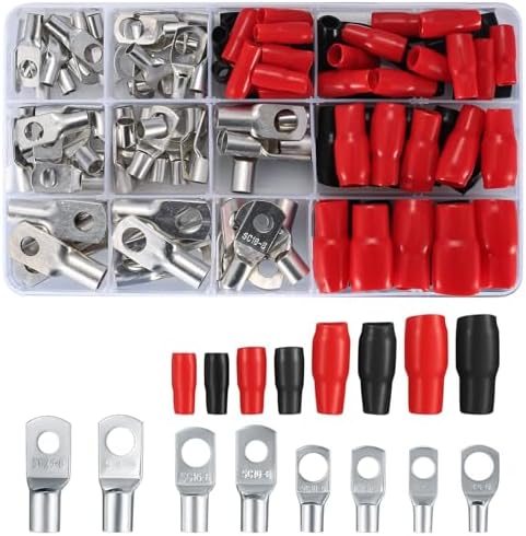 ZANZER (120 Pcs) Bolt Hole Purple Copper Terminals Set, Ring Cable Wire ...