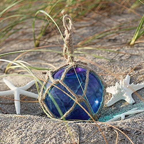 Cobalt Blue Japanese Glass Floats 5" | Nautical Rope Ball Set | Beach ...