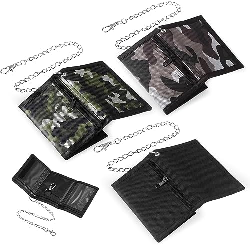 Amazon.com: Clysee 3 Pcs Wallet with Chain for Boys Men Girls Trifold ...