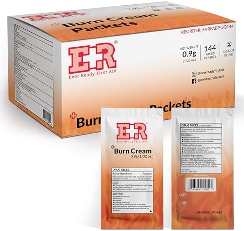 Amazon.com: Ever Ready First Aid Burn Relief Cream, Box of 144 Packets containing 0.9g Each ...