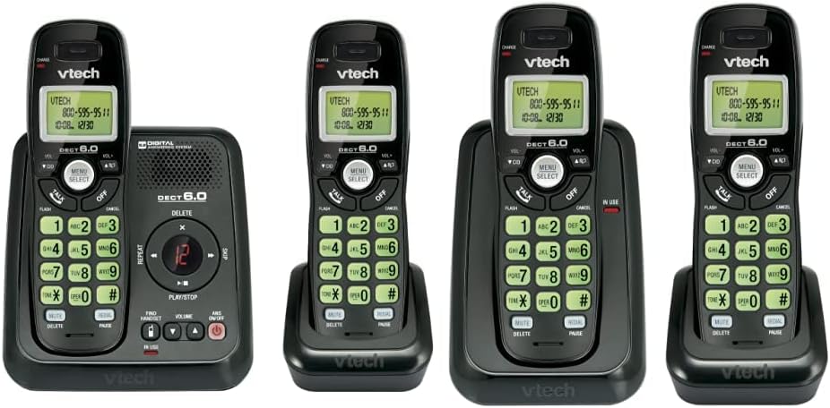 Vtech Dect 6.0 2-Handset Cordless Phone System with Digital Answering ...