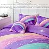 Amazon.com: ANGIYUIN Deep Purple Girls Full Size Comforter Set Gradient ...