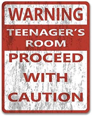 Pixelate Warning Sign Teenagers Bedroom Caution Funny Bedroom Door Sign ...