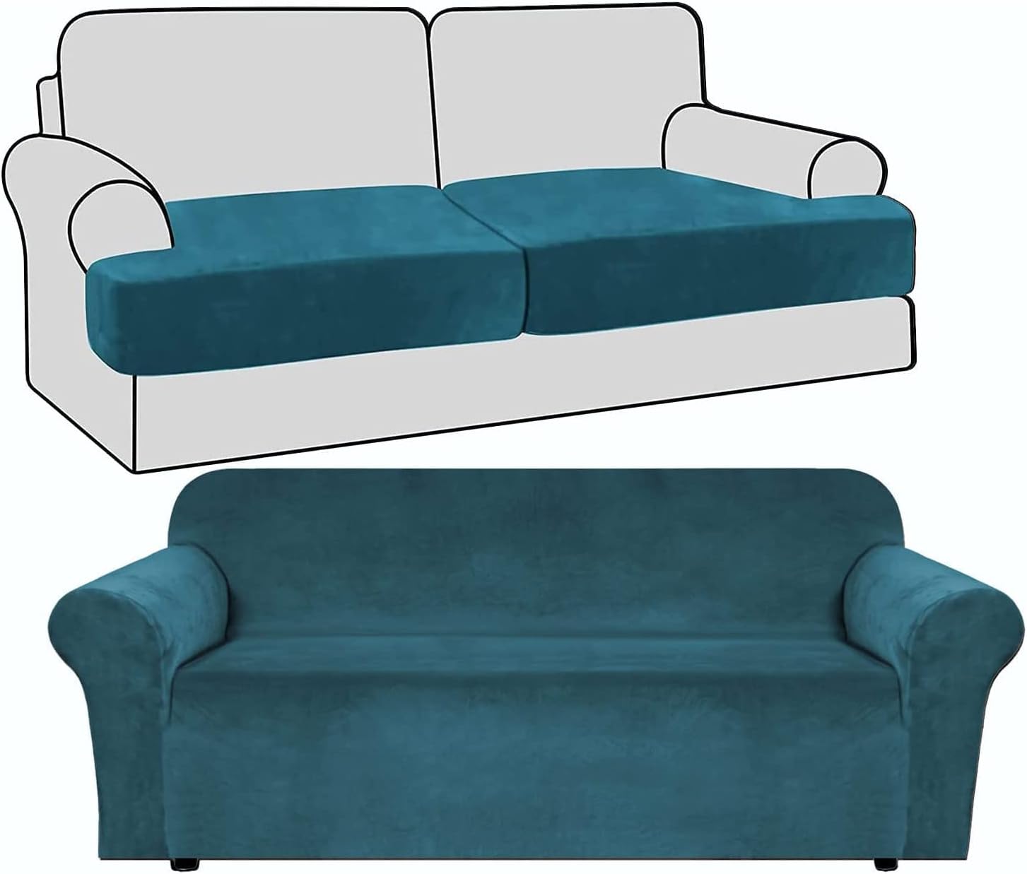 Amazon.com: Klzzuk Velvet Sofa Cover, Stretch Loveseat Cover with 2 ...