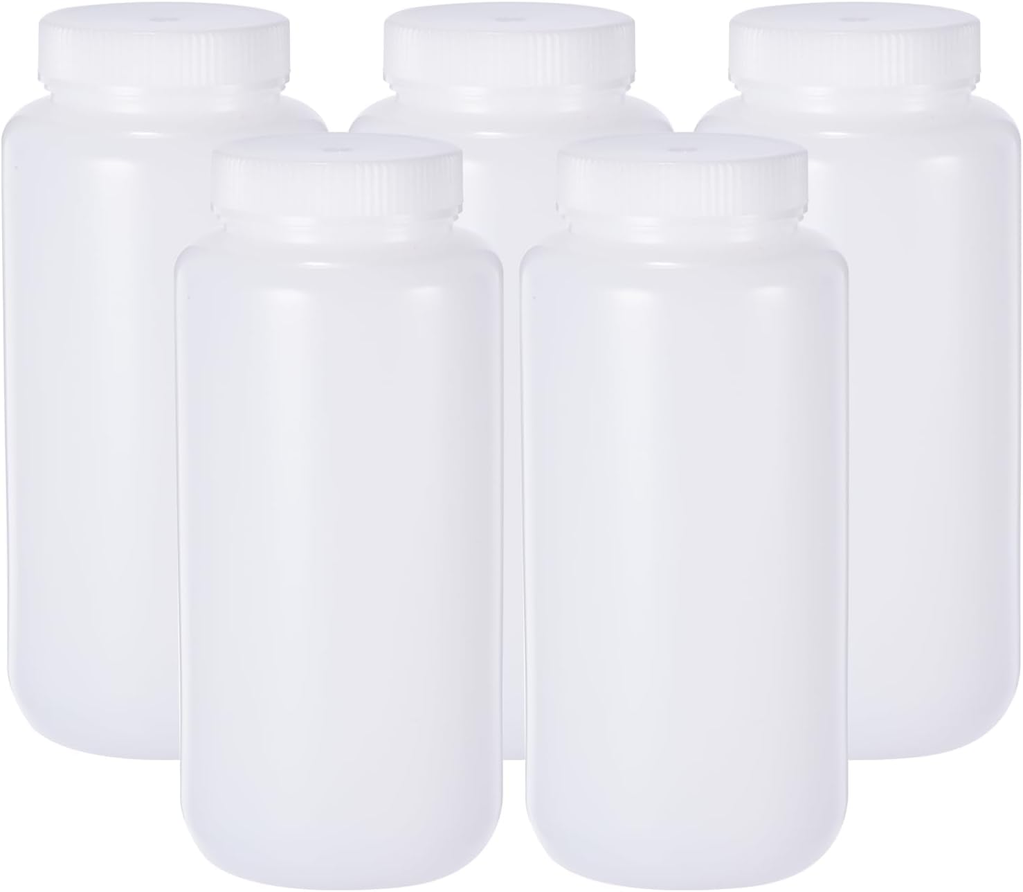 Amazon.com: PATIKIL 5 Pcs 1000ml Reagent Bottles, PE Wide Mouth Round ...