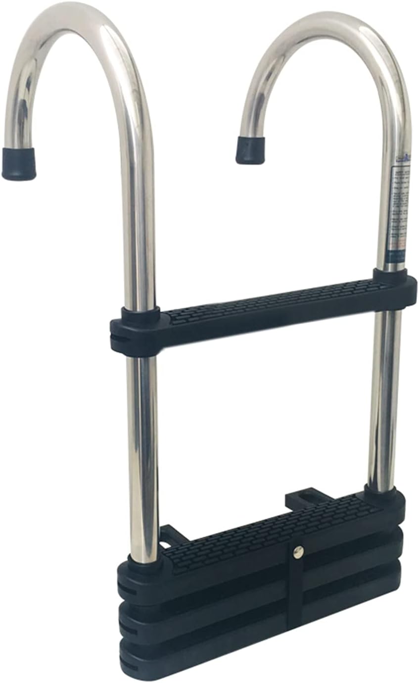 WADAD Folding Marine Pontoon Boarding Ladder 4 Step Rear Entry Transom ...