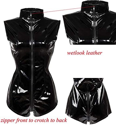 MeButy Women's Baby Dolls Chemises Negligees Latex PVC Bodysuit Cat ...