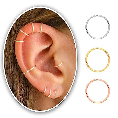 Amazon.com: Super Tiny Small Hoop Earrings for Women/Men, Thin Piercing ...