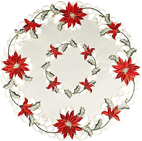 Amazon.com: Embroidered Holiday Christmas White and Gold Star ...