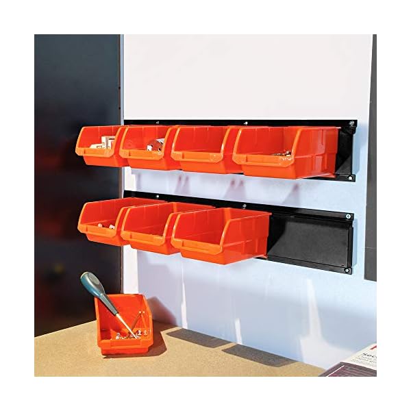 Wallmaster 8-Bin Storage Bins Garage Rack System 2-Tier Orange Tool ...