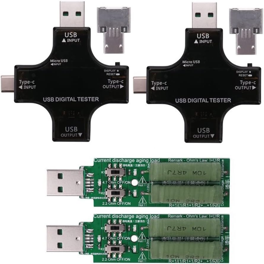 Nudiuhis USB C Tester Set,2 in 1 Type C USB Tester Color Screen IPS ...