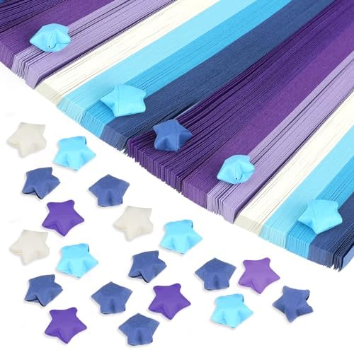 1080 Sheets Folding Star Paper Strip 7 Colors Star Origami Paper Double ...