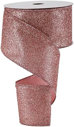 Amazon.com: MAYREEL Rose Gold Wired Ribbon 2.5 Inch Rose Gold Glitter ...