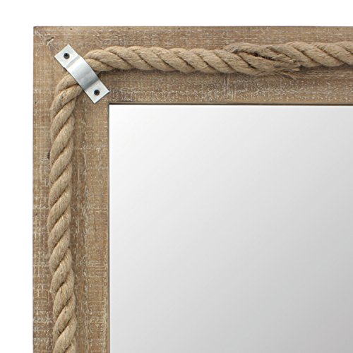 Stonebriar Square Wooden Mirror with Nautical Rope Detail, Beachside ...