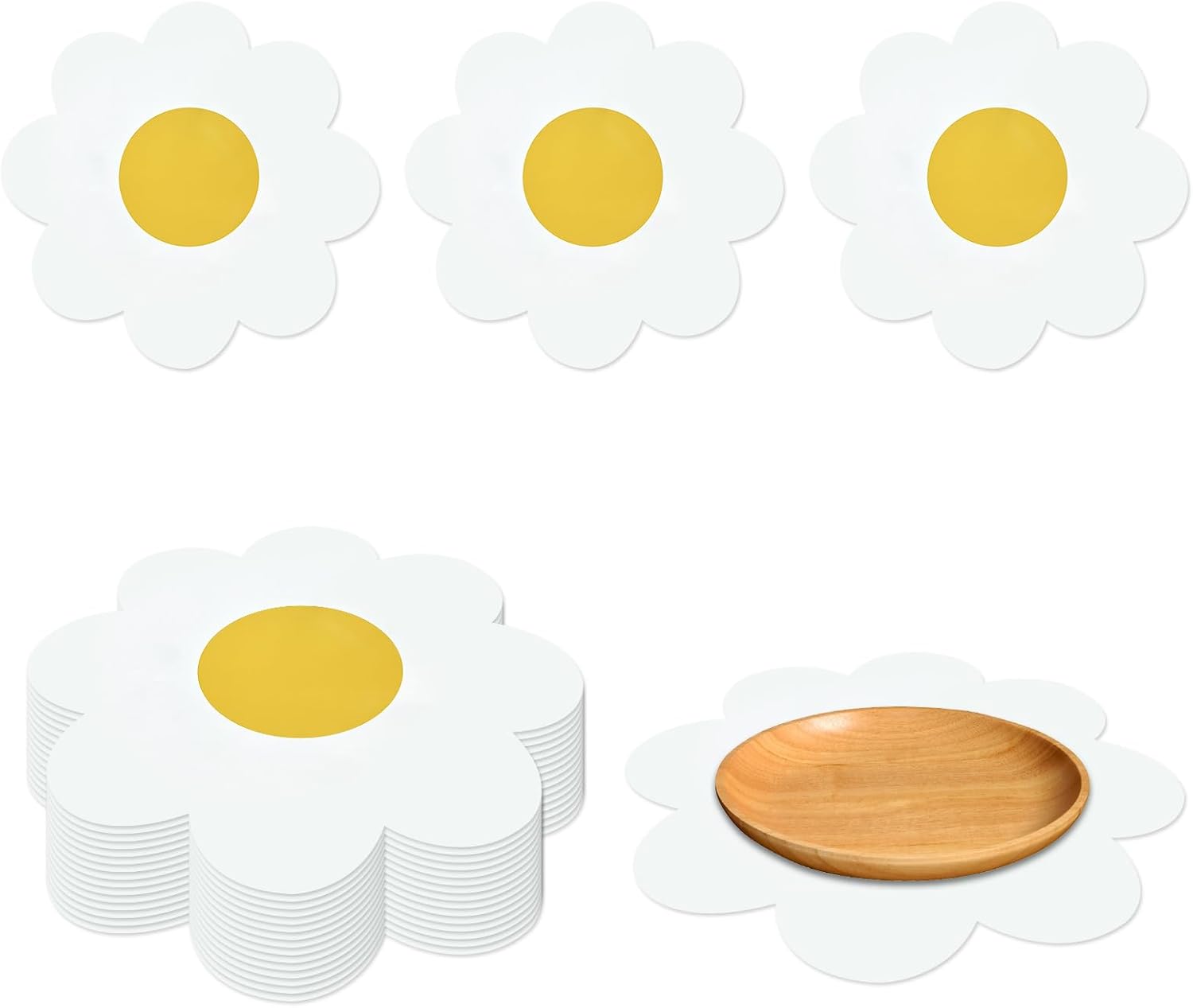 Amazon.com: 60 PCS Daisy Paper Place Mats, Disposable Floral Placemats ...