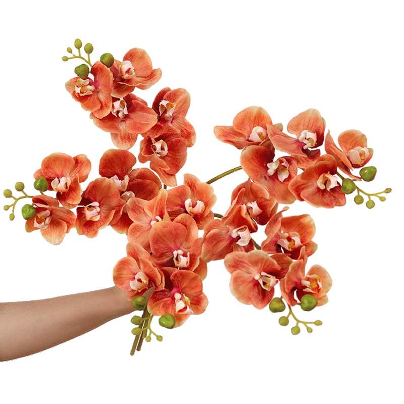 Amazon.com: Mythlty 5 Artificial Orange Orchid Flower Stems 18 Inches ...