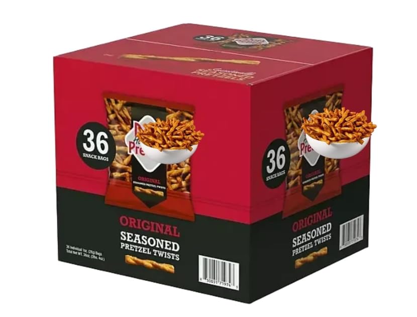 Seasoned Original Pretzels Twists Snack Bags, 1 Ounce Individual Packs ...