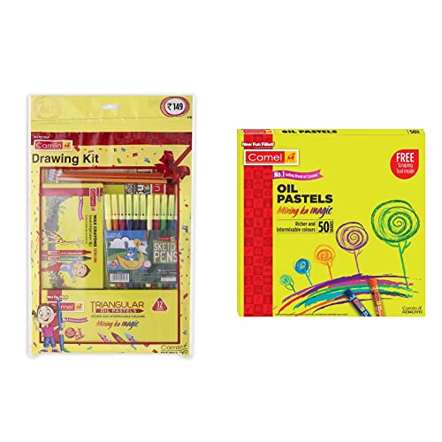 Buy Camel Drawing Kit Combo & Camlin Kokuyo Oil Pastel (50 Shades ...