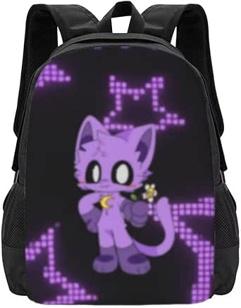 Smiling Critters School Backpack Cute Backpack Purple Cartoon Cat ...
