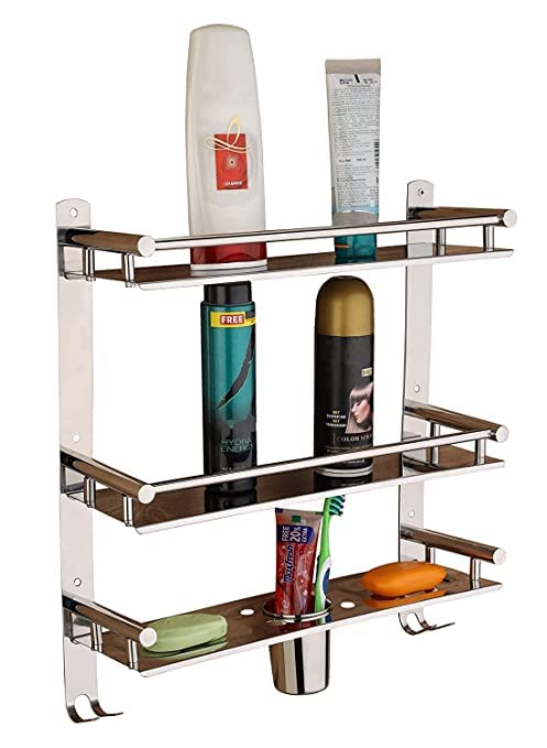 Filox 3 Layer SS Multi-use Rack with Double Soap Dish and Tumbler ...