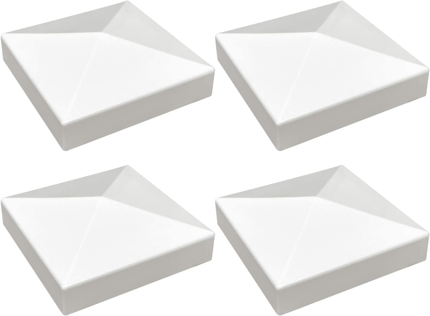 Pyramid White PVC Vinyl Post Top Caps, Fence Post Caps, Deck Post Caps ...