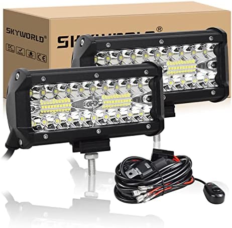 SKYWORLD LED Light Bar 7 inch 120W Combo Beam Work Light Bar 12V Off ...