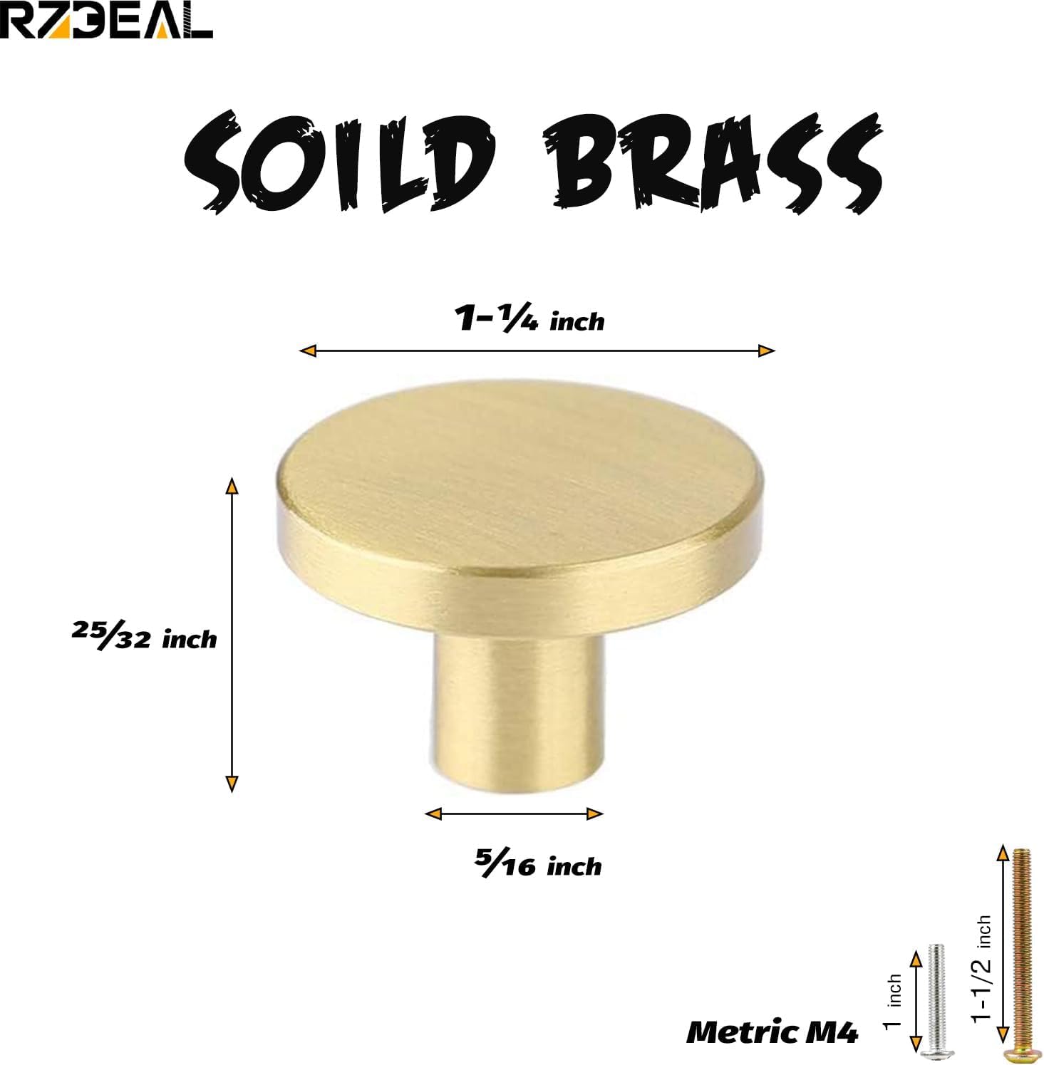 Snapklik.com : RZDEAL Cabinet Knobs,Solid Brass Round Dresser Drawer Knobs And Pulls Simple ...