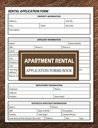 Apartment Rental Application Forms Book: Property Rent Form Book For ...